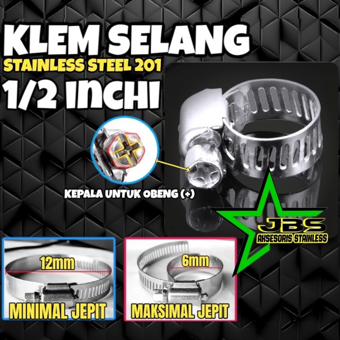 Jual SA99 Klem selang / Hose clamp Stainless steel varian Ukuran 1/2 ...