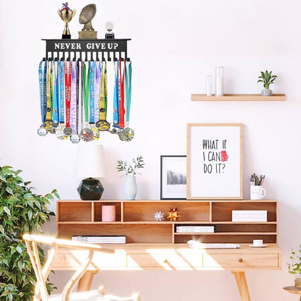 Jual Wall Mounted Medal Display Rack Hanger Holder Race Soccer Swim ...