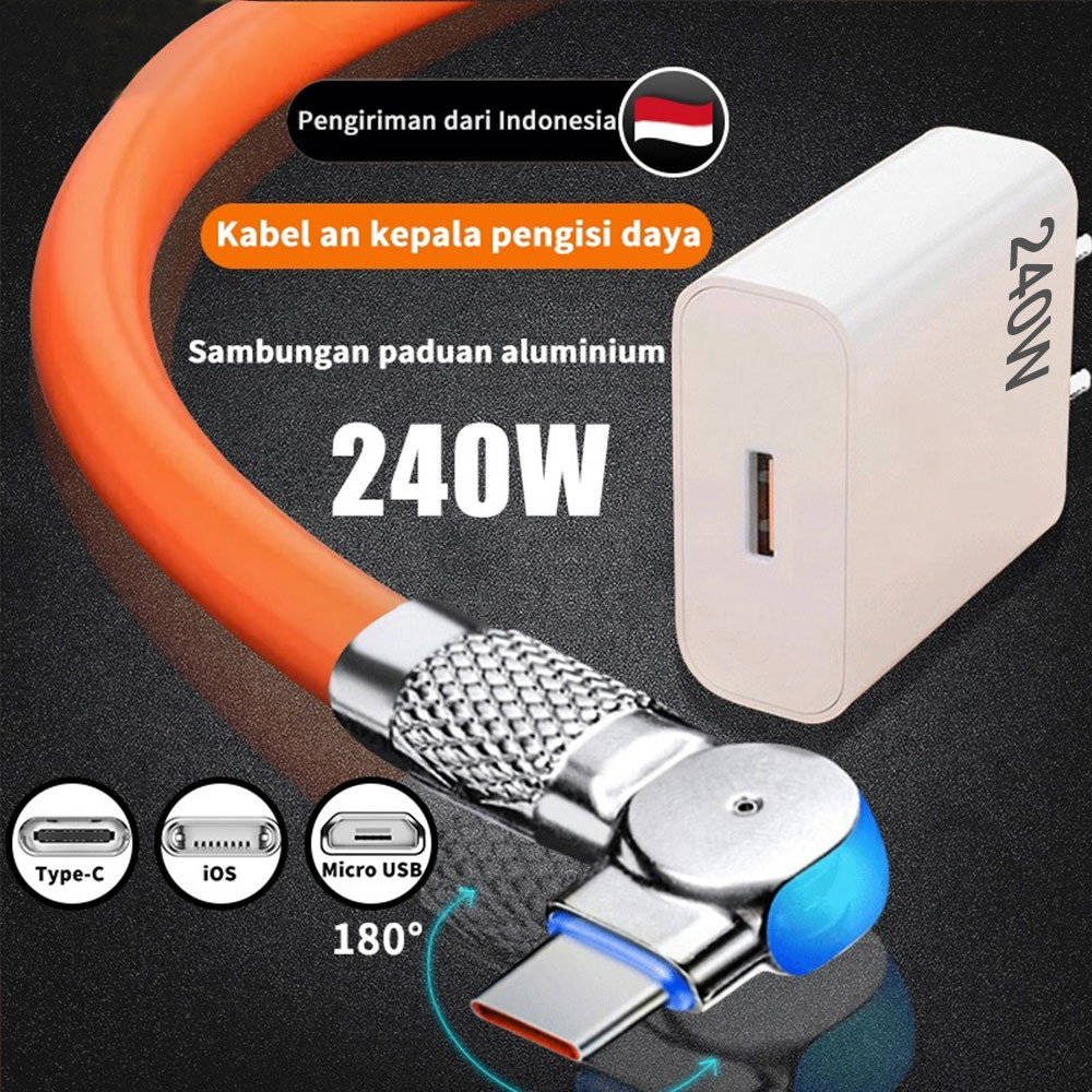 Jual Superior quality 240W Fast Charging Tipe C Micro USB iOS Apel Lightning 240W 1.0M Pengisian ...
