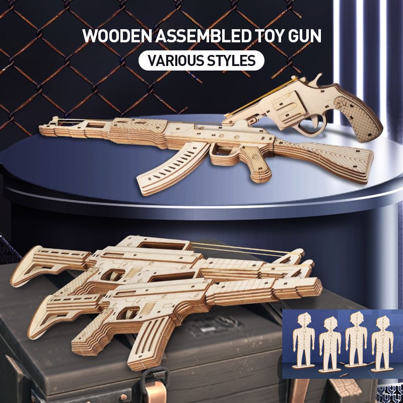 Jual Pistol Mainan DIY Model Rakitan Kayu 3D Block/Blok Bangunan Yang ...