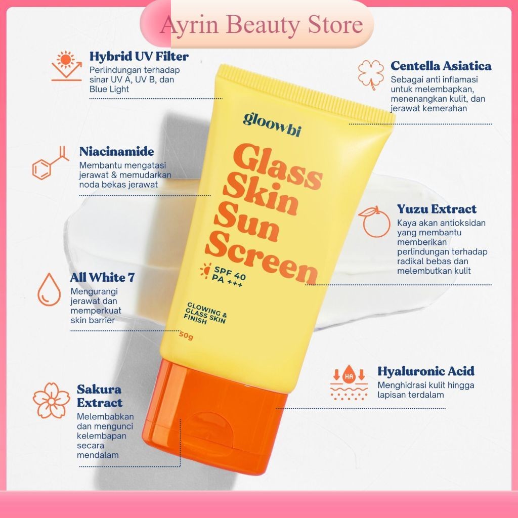 Jual Gloowbi Glass Skin Sunscreen SPF40 PA+++ | Shopee Indonesia