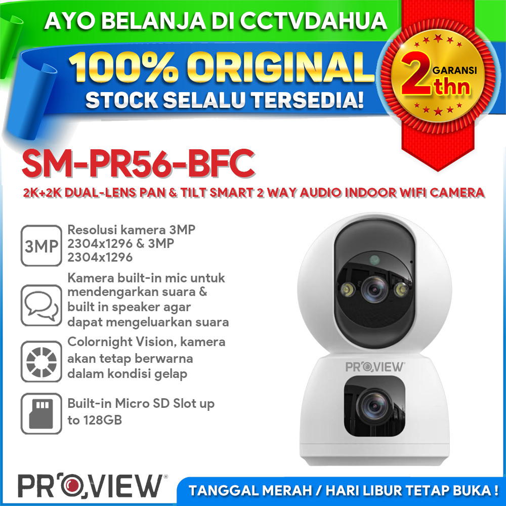 Jual PROVIEW SM-PR56-BFC (3MP&3MP) 2K+2K DUAL-LENS PAN & TILT SMART 2 ...