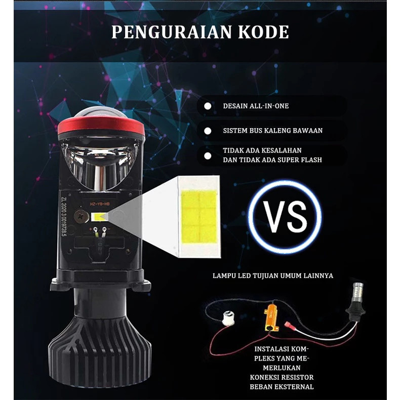 Jual Lampu LED Mobil Super Terang Lampu Motor 2PCS Mini Projie Y13 ...