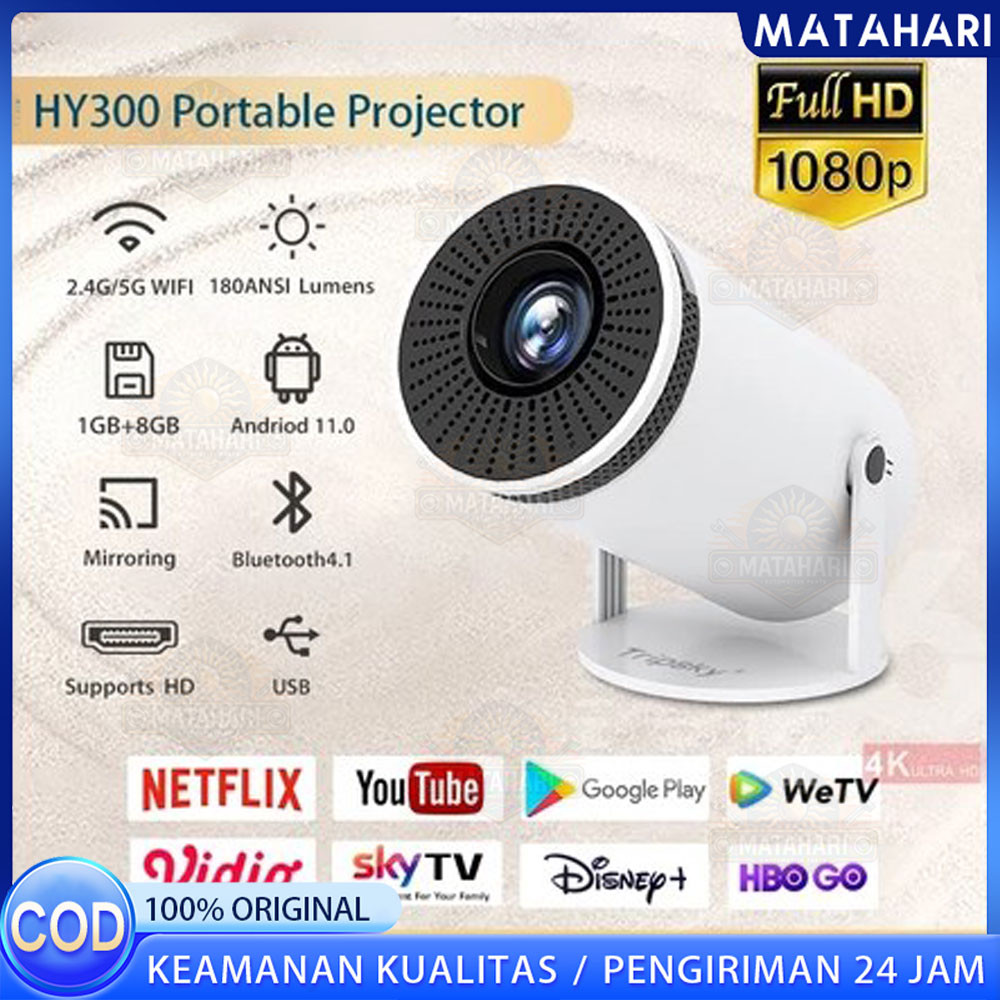 Jual HY300 Smart Proyektor Android 11.0 4K UHD 1080P WiFi6.0 Bluetooth ...