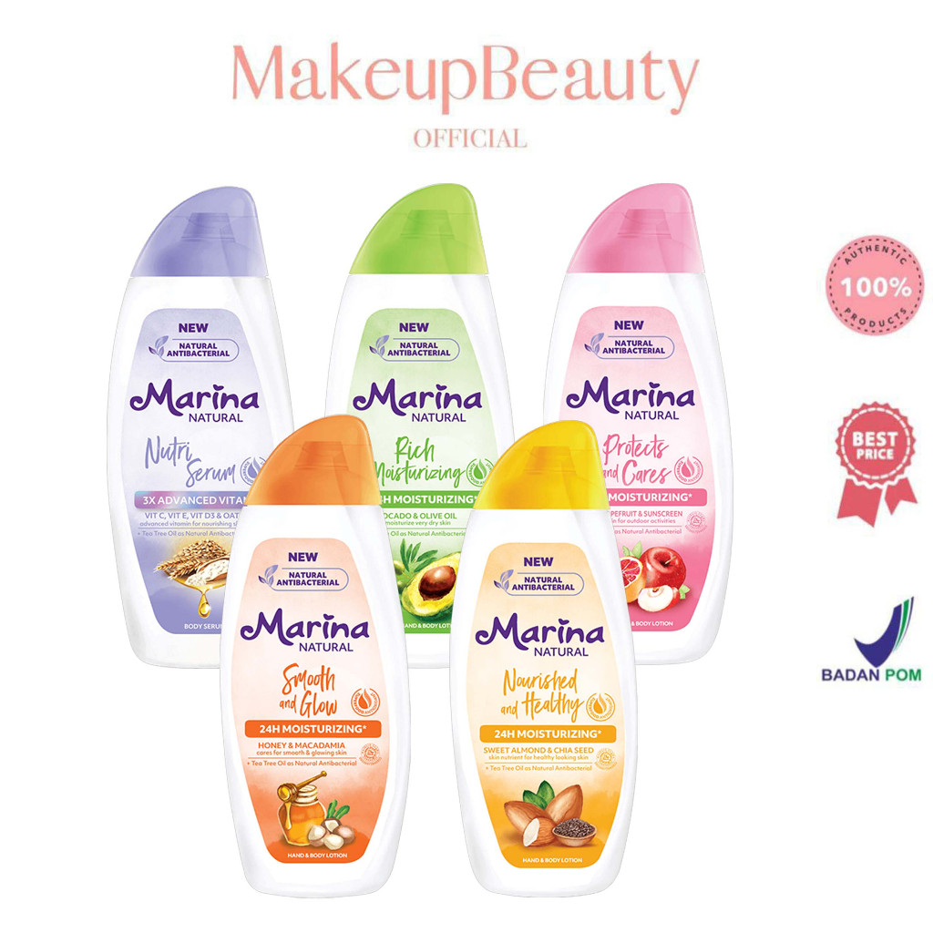 Jual MARINA Natural Hand Body Lotion - Body Serum 95ml | 190ml | 335ml | Shopee Indonesia