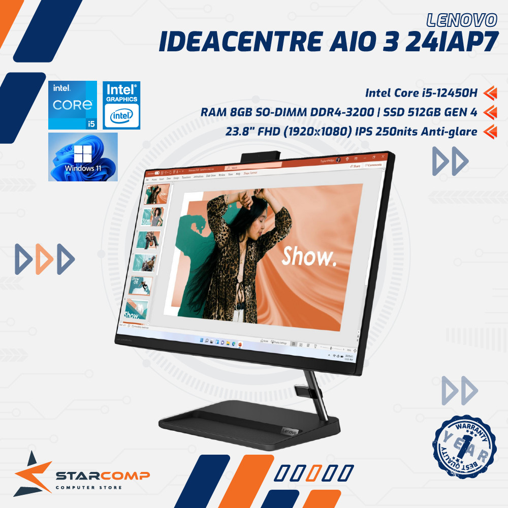 Jual LENOVO All In One IdeaCentre 3i 24IAP7 Intel Core i5-12450H 8GB ...