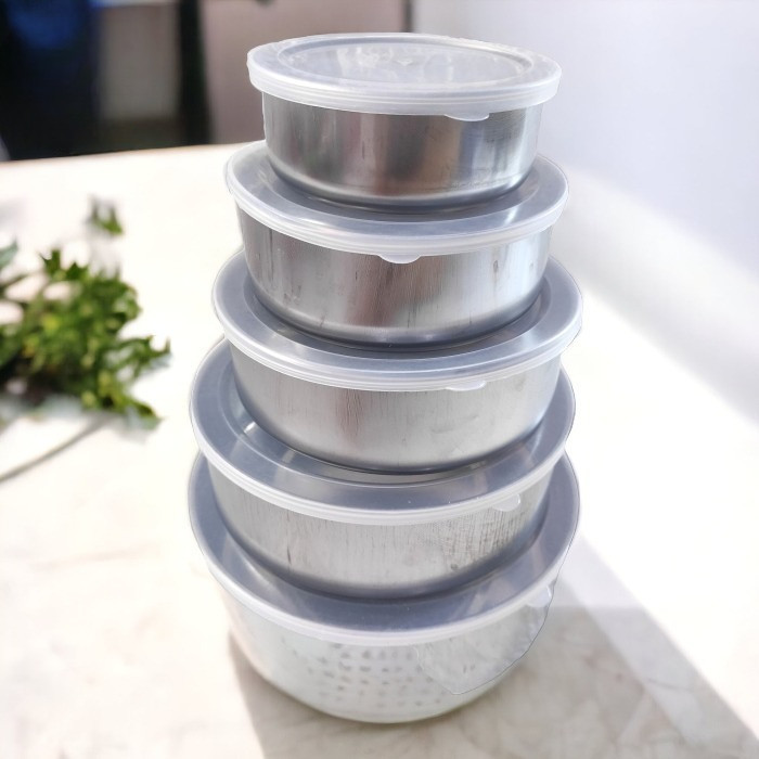 Jual Baskom Stainless Tutup Plastik Wadah Minyak Dan Lauk Mangkok Tutup ...