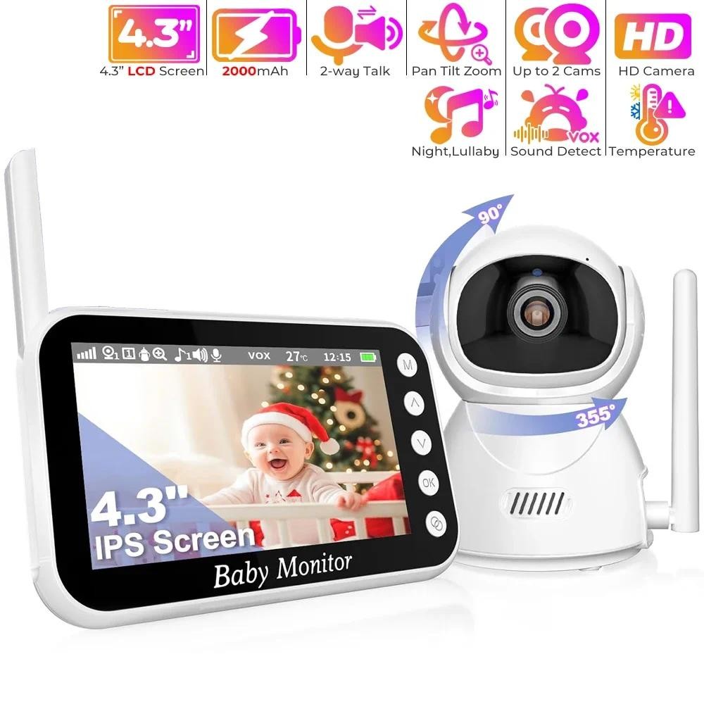 Jual 4.3 Inch Baby Monitor Camera 720P HD Screen Video Babyphone Pan-Tilt 4X Zoom Baby Camera ...