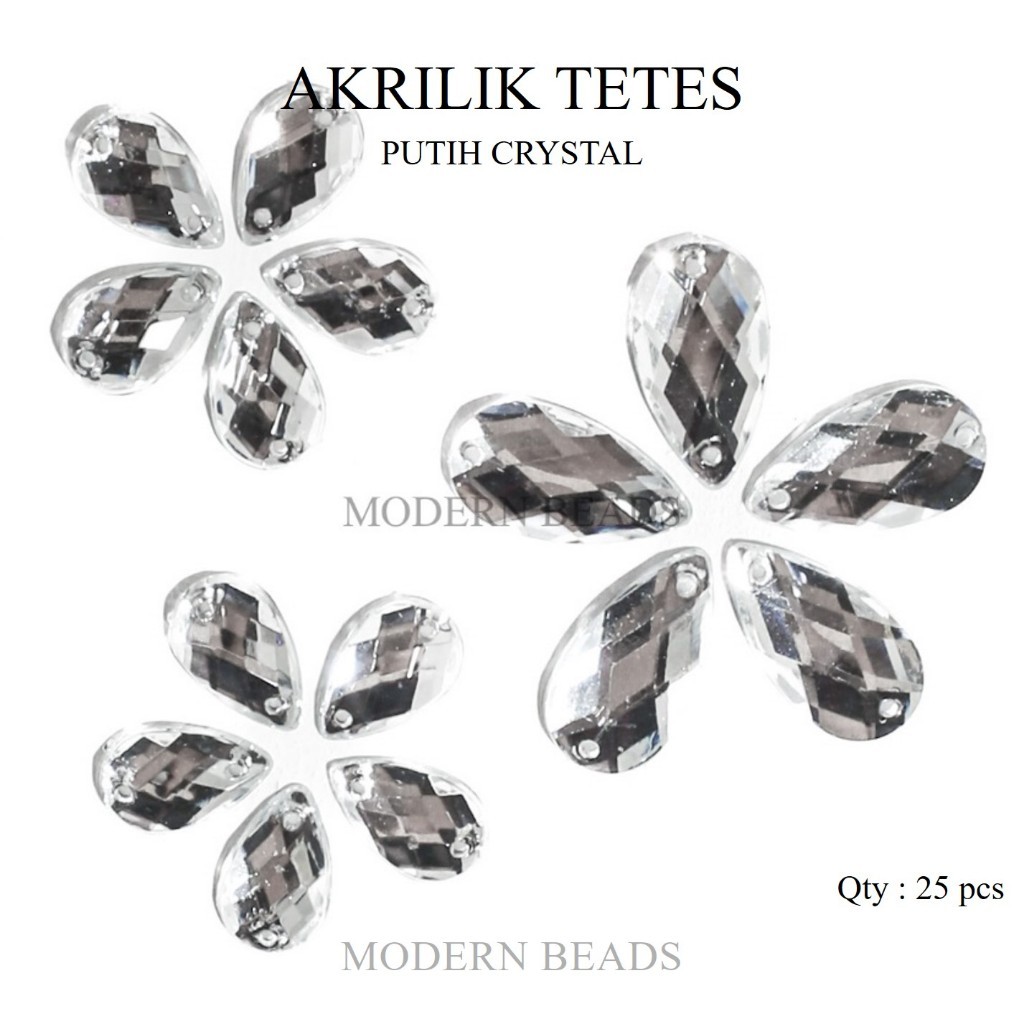Jual [25 pcs] Akrilik Tetes Putih Crystal / Diamond Acrylic / Payet ...