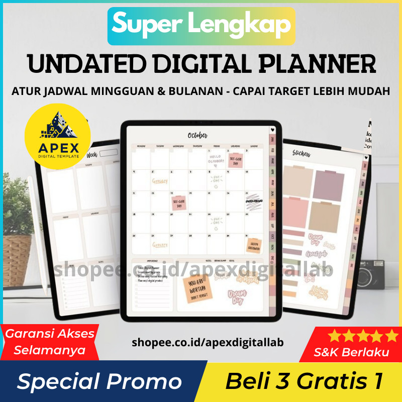 Jual Undated Goodnotes Planner | Digital Notes Journal Template for ...