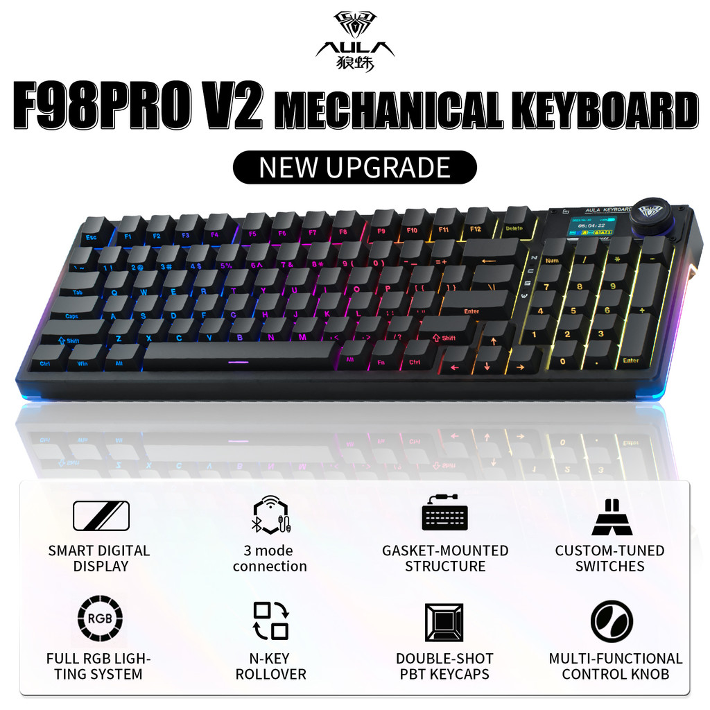 Jual AULA F98pro V2 Mechanical Keyboard Custom Gaming Side engraved ...