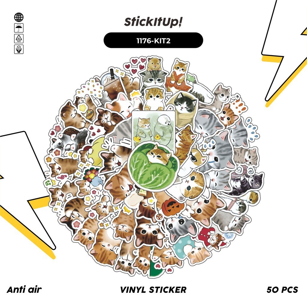 Jual COD 100 Pcs Stiker Kucing Kitten V3 Lucu Aesthetic Vynil ...