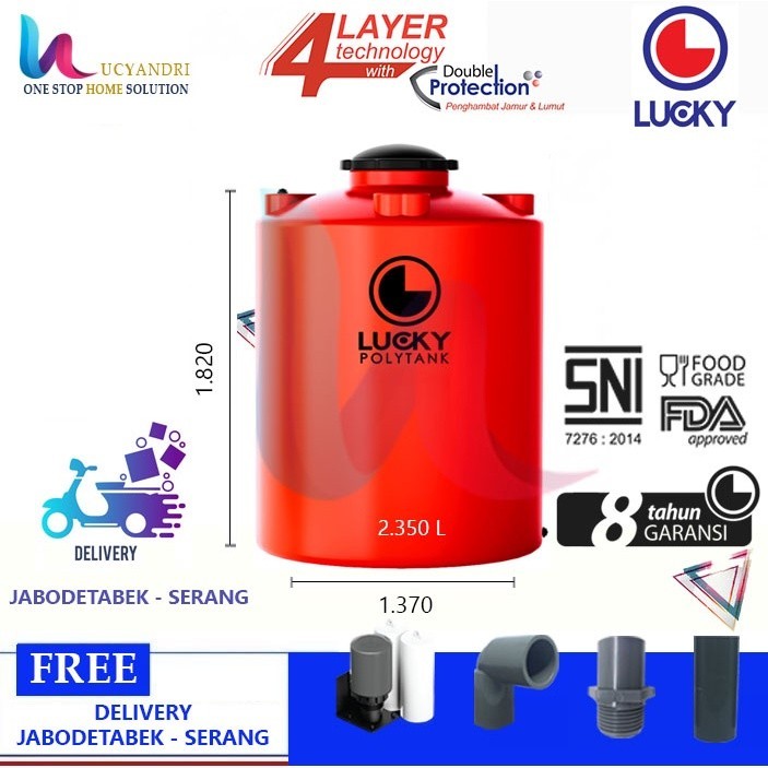 Jual Tangki Air Plastik LS 2000 Polytank Lucky Standard/ Toren Air / Tandon Air | Shopee Indonesia