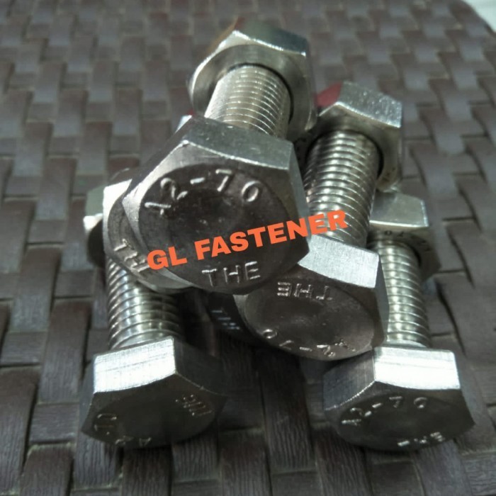 Jual Baut Mur Hex Stainless Steel 304 M16 x 90 anti karat Kunci 24 SUS 304 | Shopee Indonesia