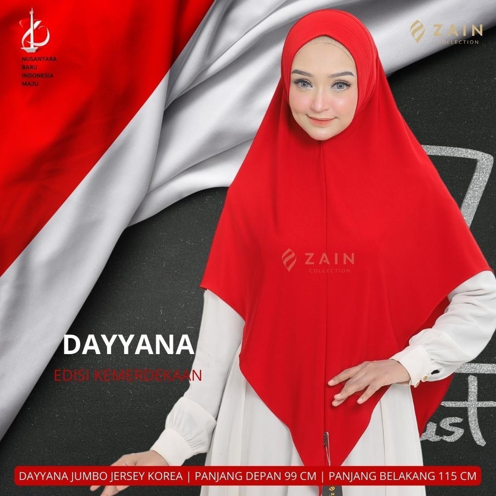 Jual Jilbab Dayyana Jumbo EDISI KEMERDEKAAN Jilbab 17 Agustusan Hijab Syari Bahan Jersey Korea ...