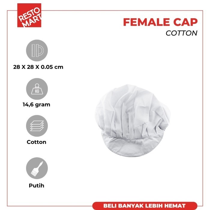 Jual Topi Koki / Female Chef Cap RESTOMART Cotton (1399053)(F5 ...