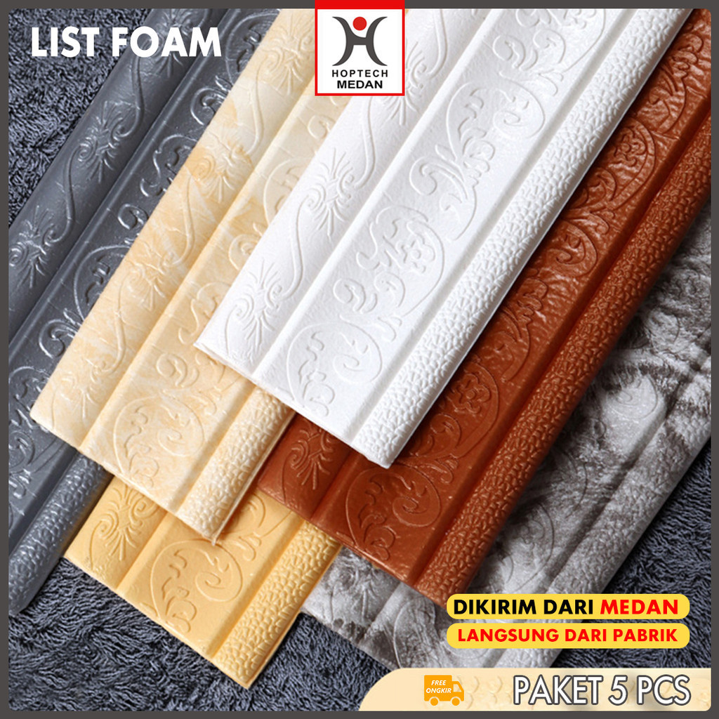 Jual Wallpaper List Foam 2.3M Lebar 8&5cm Wallborder Foam 3D Paket 5PCS ...