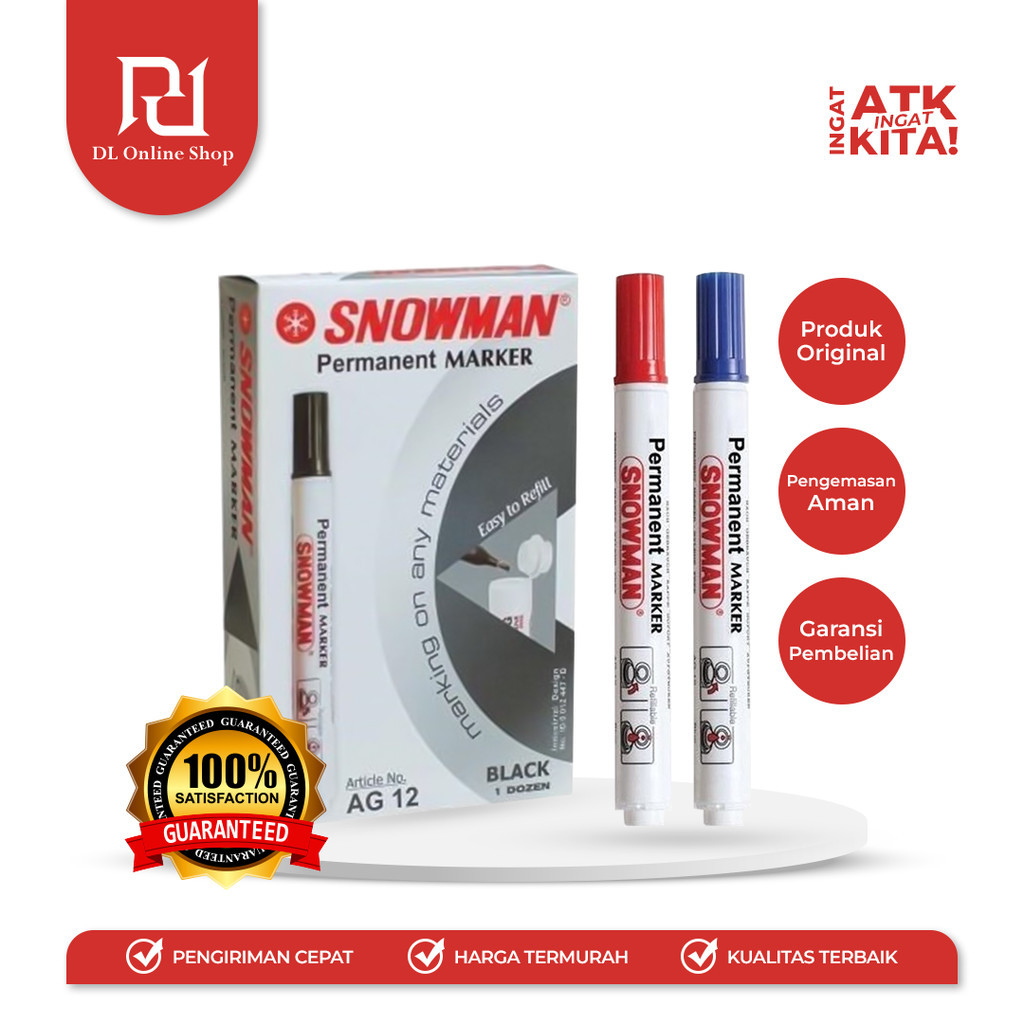 Jual SNOWMAN SPIDOL PERMANENT/ PERMANENT MARKER AG-12 (1PC) | Shopee ...