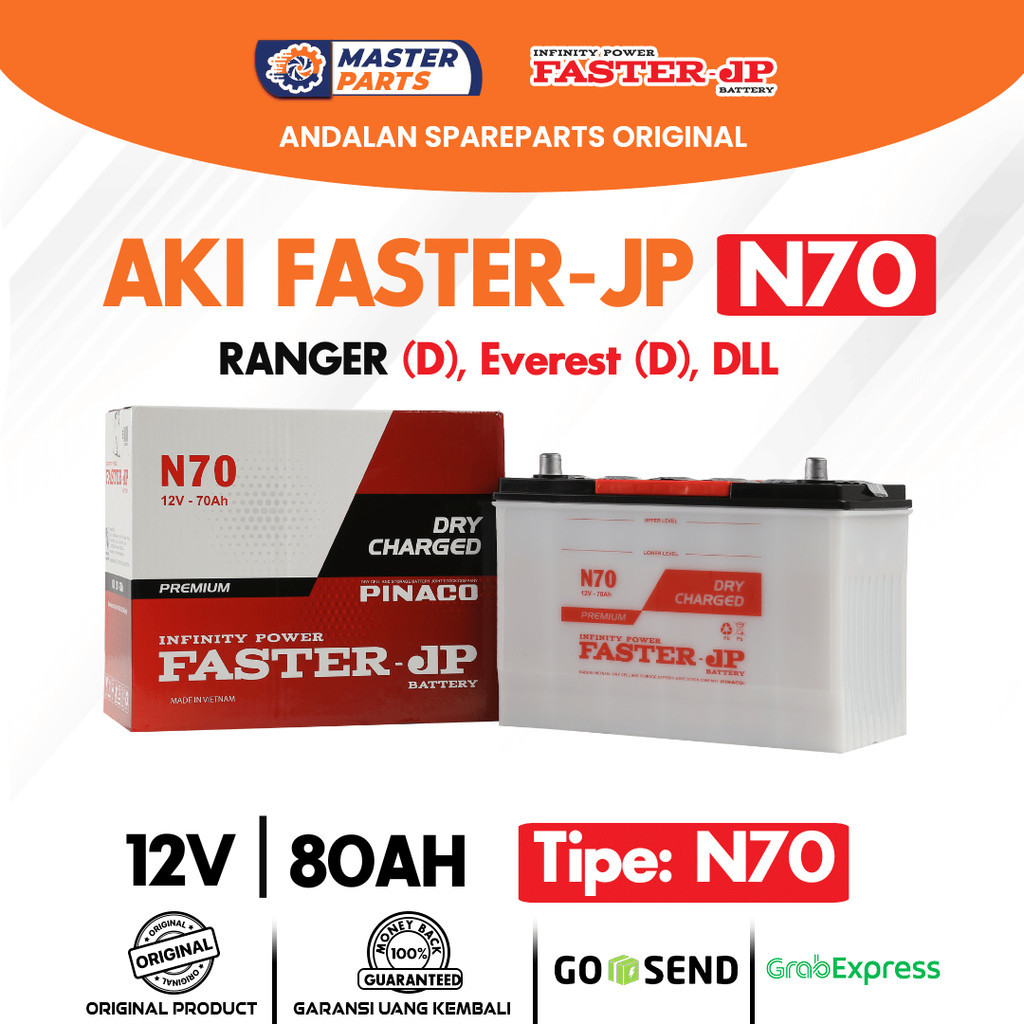 Jual Aki Mobil Faster JP N70 12V 80Ah untuk Ranger (D), Everest (D) | Shopee Indonesia