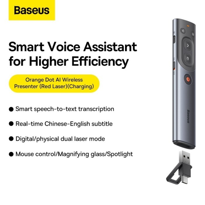 Jual Baseus Pointer Orange Dot AI Speech to Text Wireless Presenter ...
