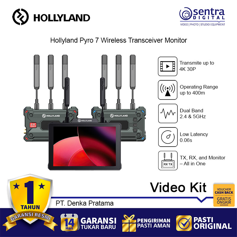 Jual Hollyland Pyro 7 Wireless Monitor TX RX All in One Dual Switching ...