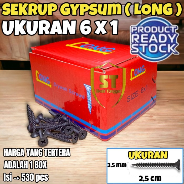 Jual [1 BOX] SEKRUP GYPSUM - LONG - (6X1" Inchi) - BAUT SKRUP GYPSUM ...