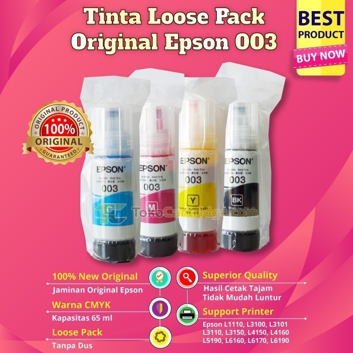 Jual Tinta Epson 003 100% ORI (1 SET NO BOX) U/ L1110 L3110 L3150 L5190 | Shopee Indonesia