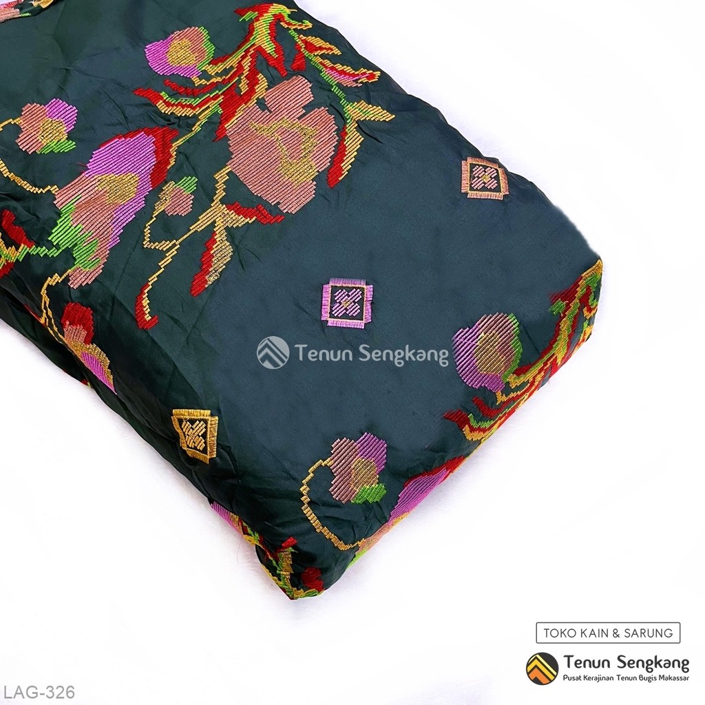 Jual Kain Tenun Sulam Motif Bunga Lagosi Bahan Tenun Sutra Bugis ...