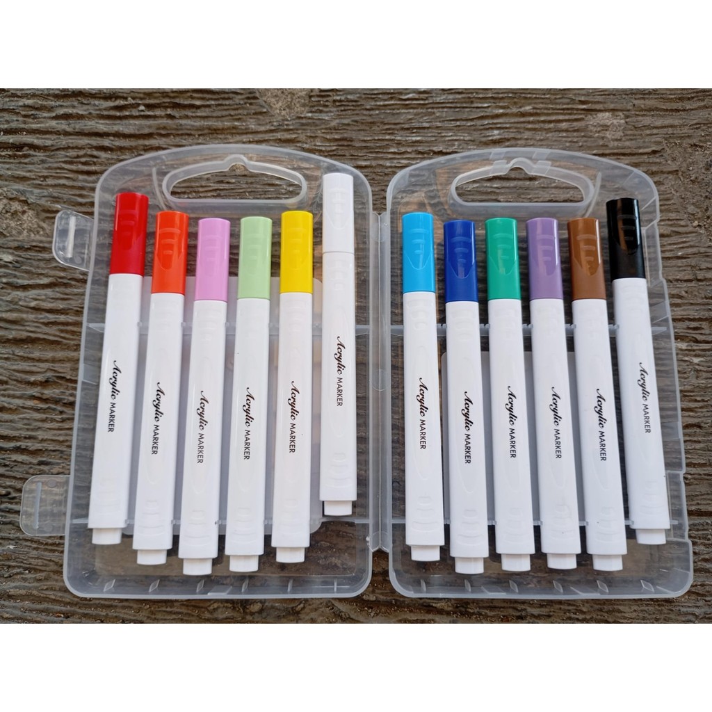 Jual RSK 12 Pcs Acrylic Marker Spidol Warna Warni Acrylic Paint Marker ...