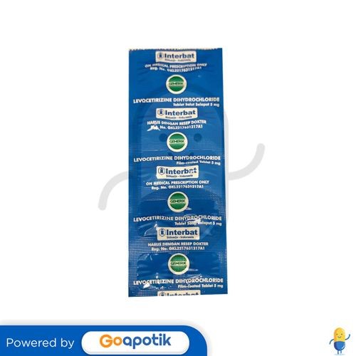 Jual Levocetirizine Dihydrochloride Interbat 5 Mg Strip 10 Tablet ...
