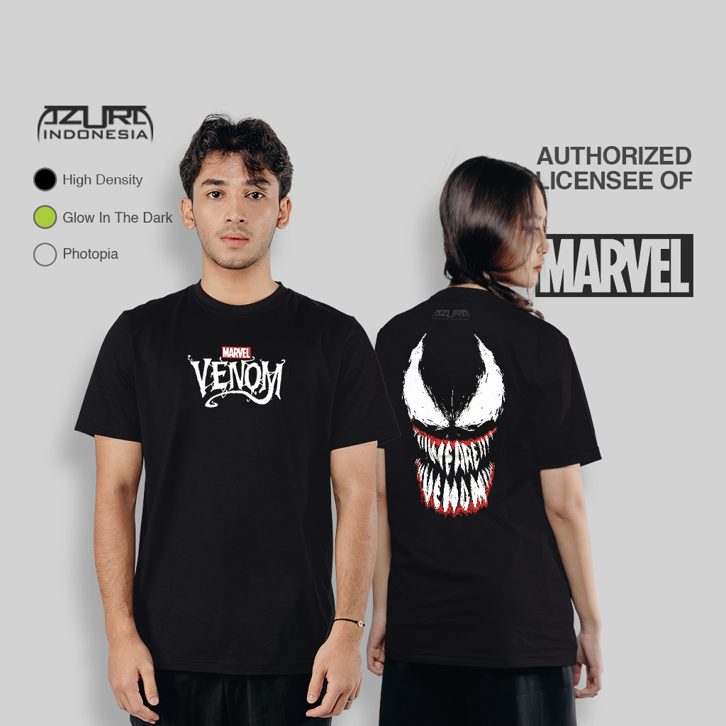 Jual Azura Tshirt Marvel Original Venom Chest Logo Typograph Glow Hitam ...