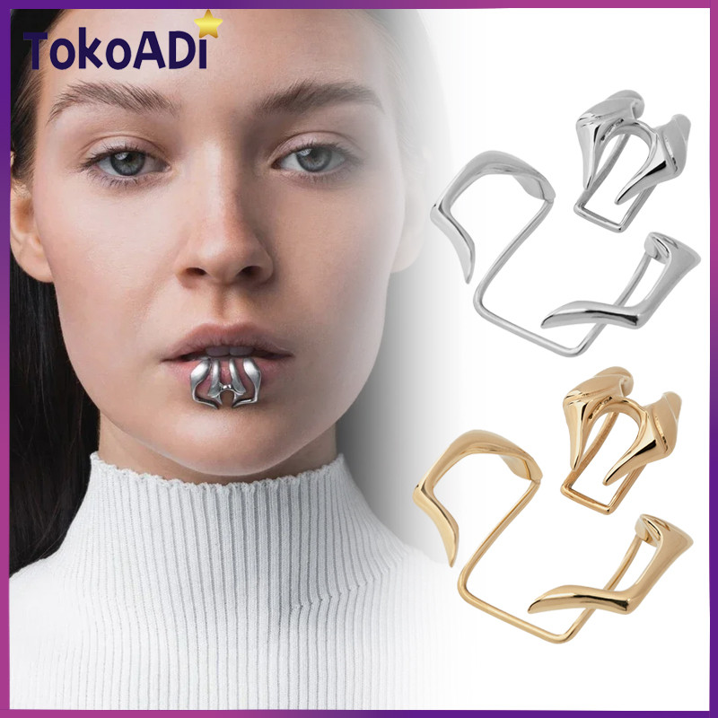Jual Stainless Steel Gothic Geometric Beast Tooth Lip Clip / Klip Bibir ...