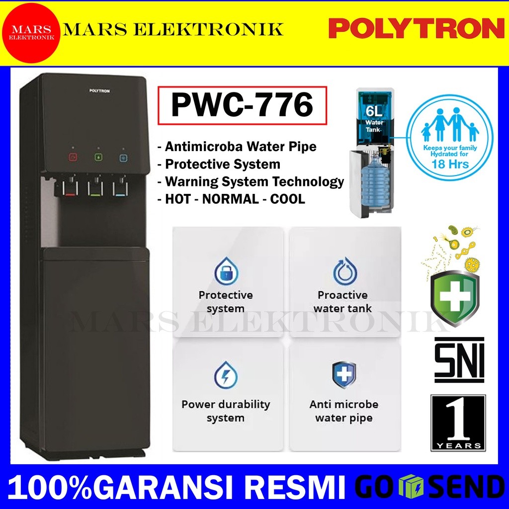 Jual DISPENSER POLYTRON PWC-776 - GALON BAWAH - 3 KRAN - HOT NORMAL ...