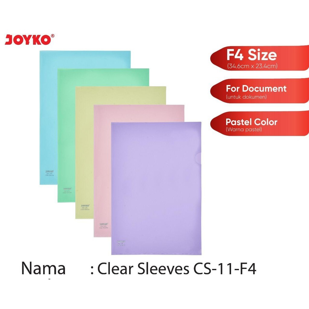 Jual Map L Plastik Bening Clear Sleeves Joyko Cs-11-F4 Pastel Color ...