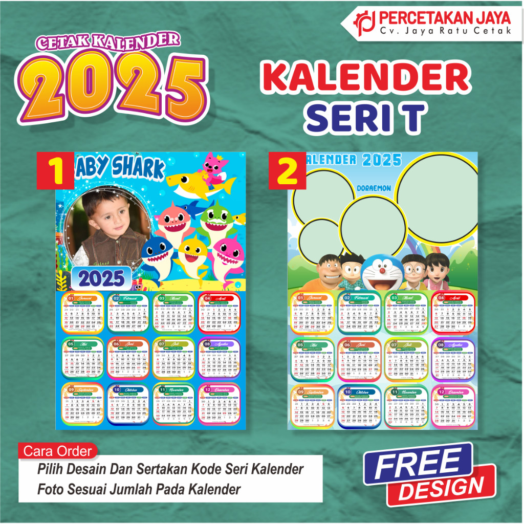 Jual Promo!!! KALENDER 2025 1 HARI JADI KARAKTER SERI T CUSTOM FOTO 01 ...