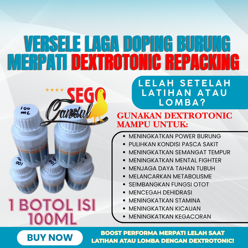 Jual Versele Laga Doping Burung Merpati Dextrotonic Dextrotonik Repacking 1 botol isi 100ml ...