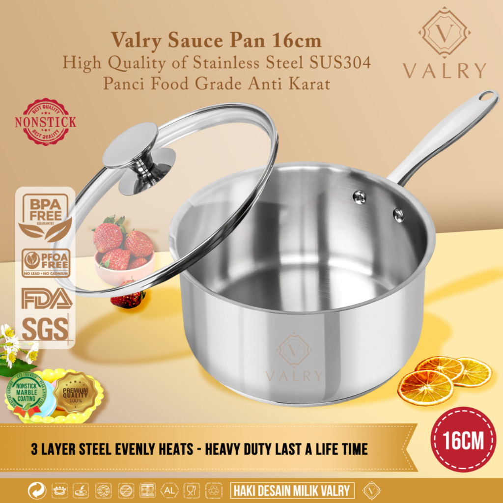 Jual VALRY Pure stainless panci susu mpasi saucepan SUS304 MILK PAN ...