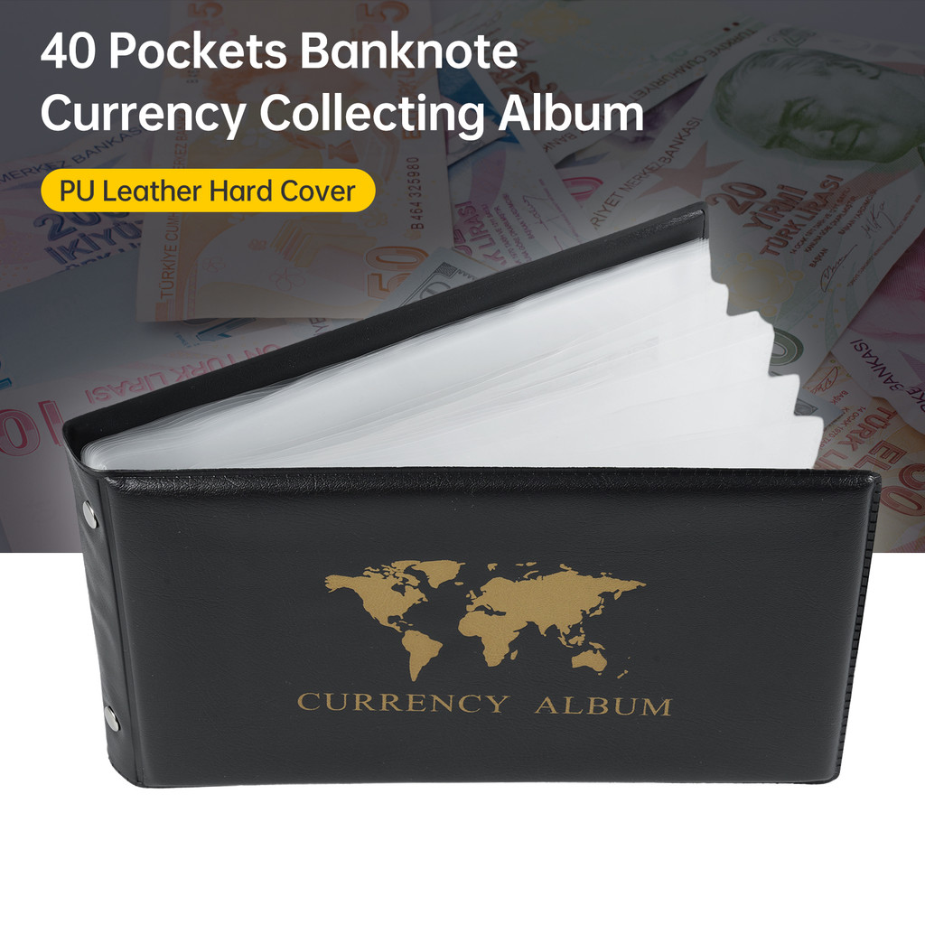 Jual 40 Pockets Banknote Currency Collecting Album 20 Sheets Clear ...