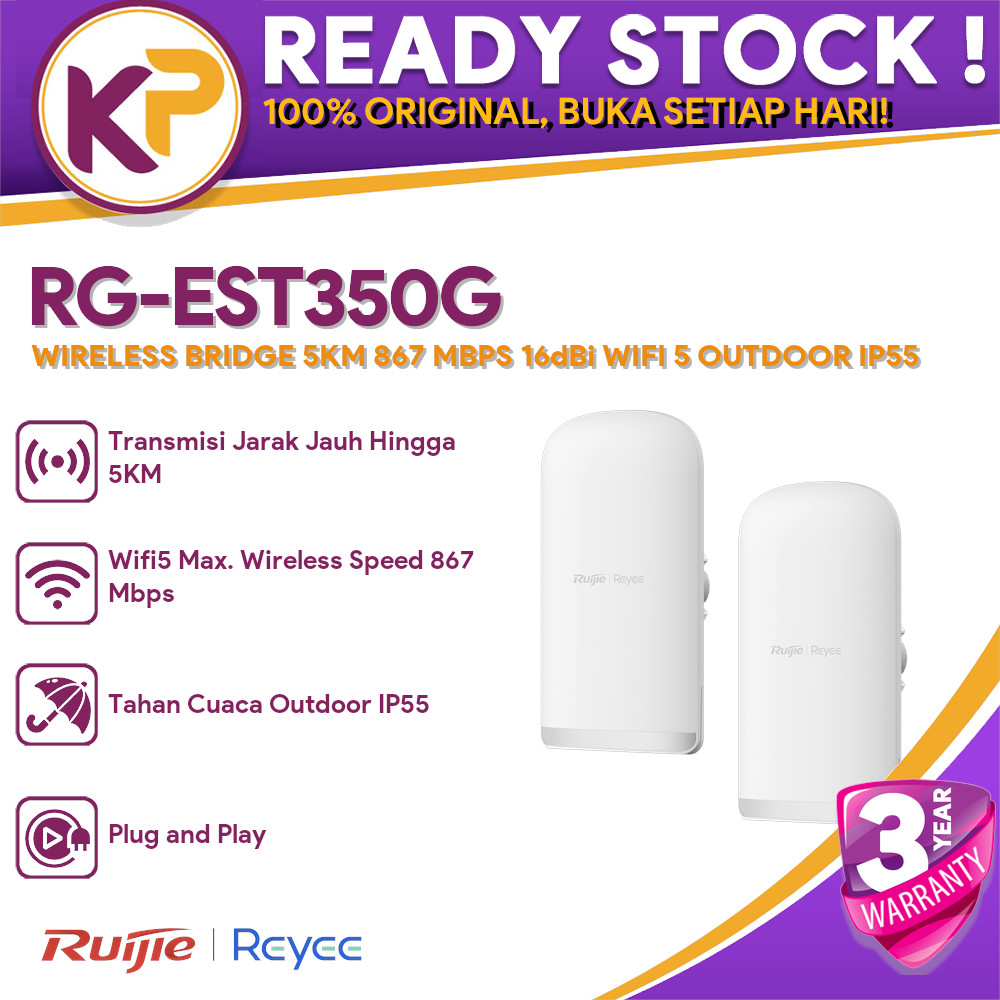 Jual RUIJIE REYEE RG-EST350G WIRELESS BRIDGE 5KM 867 MBPS 16DBI WIFI 5 ...