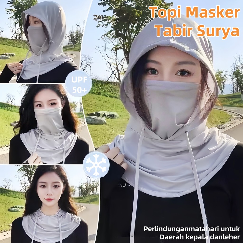 Jual CARAT Topi Masker Tabir Surya Musim Panas Tipis Terpadu Pelindung Leher Seluruh Wajah Anti ...