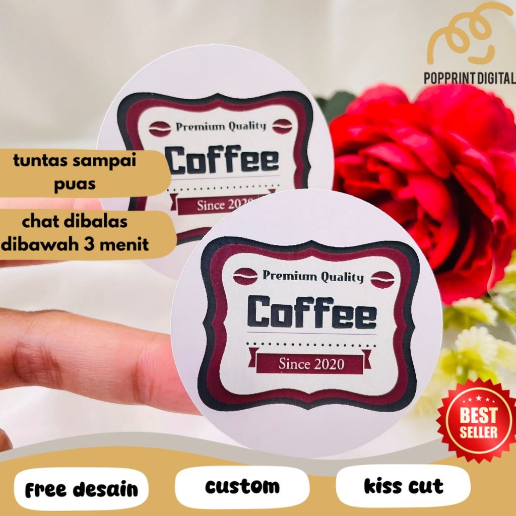 Jual PpD 2-4 Sticker Label Bulat Tema Kopi Stiker Minuman Coffe Free ...