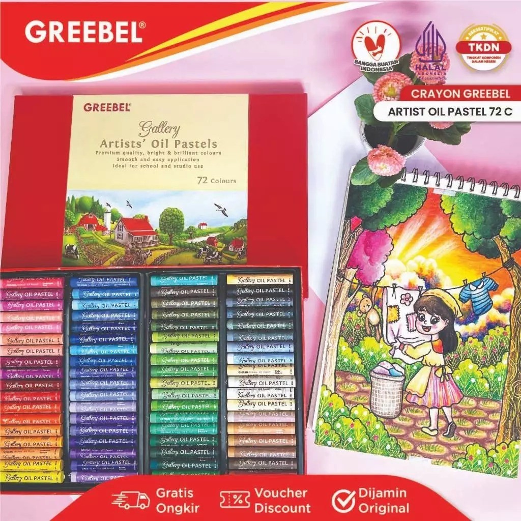 Jual GREEBEL Crayon Krayon Artist 12 24 36 48 72 / Artist Oil Pastel ...