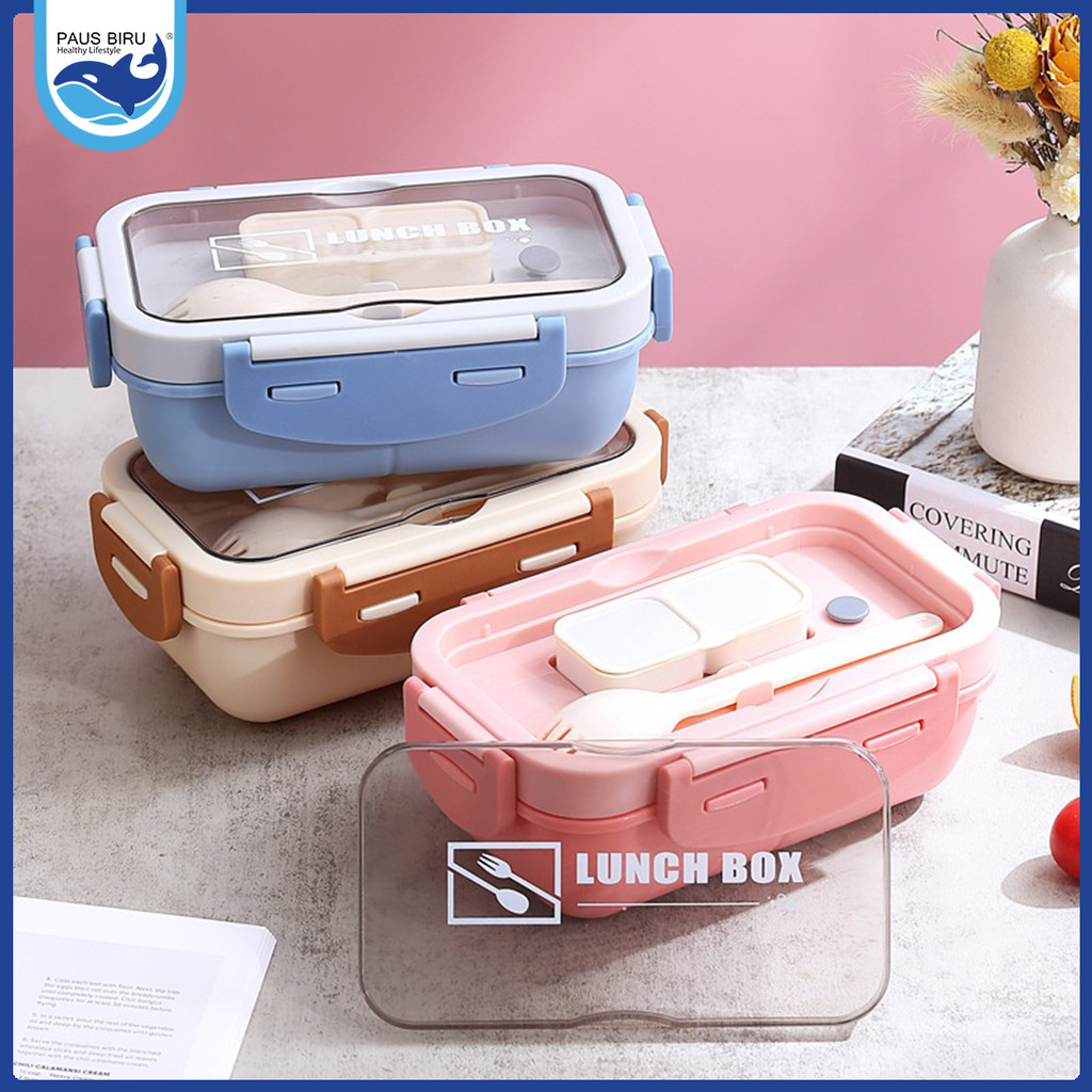 Jual Paus Biru - Set Kotak Makan Siang 840ml Desain Kompartemen Lunch ...