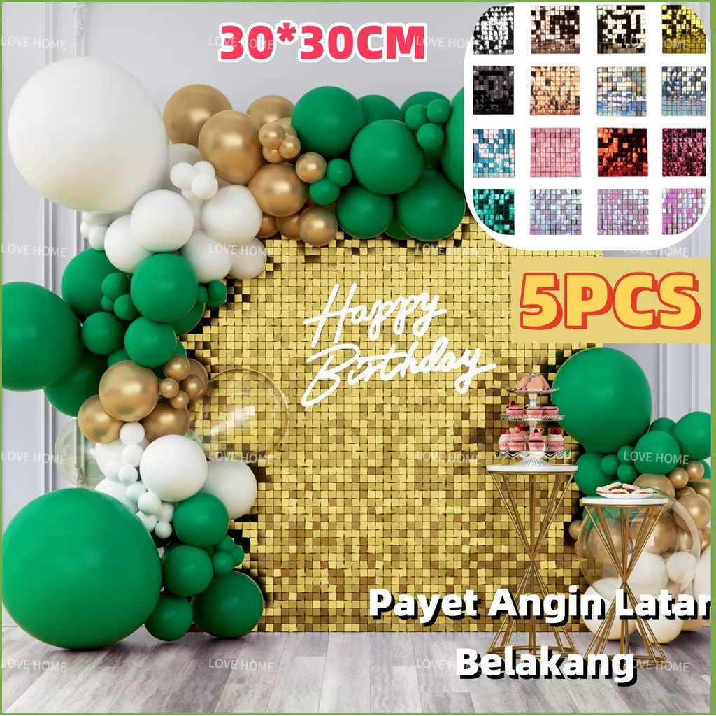 Jual 5PCS Birthday Party Background Wall Decorations/ Sequin Backdrop ...