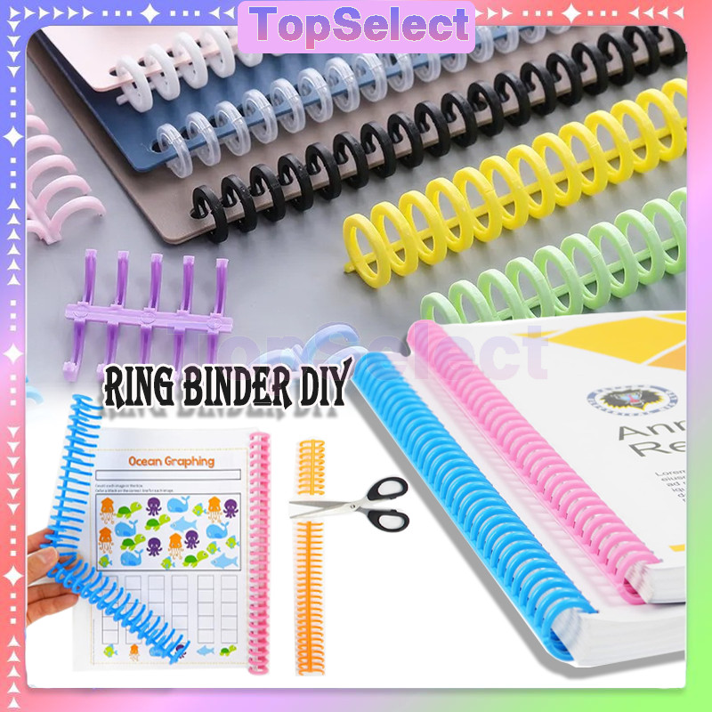 Jual 6pcs Spiral Ring Pastel Lucu Binding Strip DIY/DIY Plastic Binder ...