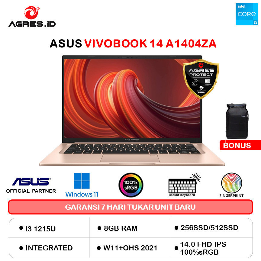 Jual ASUS VIVOBOOK 14 A1404ZA I3 1215 8GB 512GB W11+OHS 14.0FHD IPS SLV ...