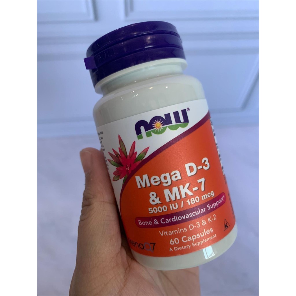 Jual NOW Vitamin Mega D3 K2 MK7 5000 IU 60 capsules Kesehatan Jantung ...