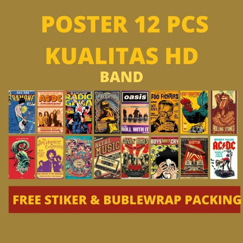 Jual Poster dinding tema band / poster dinding kamar / hiasan dinding ...