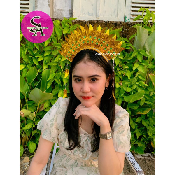 Jual Terlaris Aksesoris kepala sunting bali daun emas mahkota adat bali ...