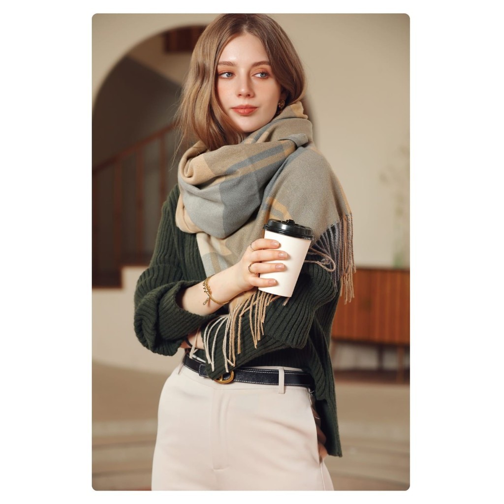Jual Syal Musim Dingin Motif Kotak Syal Winter Selendang Wanita Scarf ...